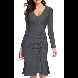 Kilig | Dresses | Kilig Long Sleeve Ruched Midi Dress | Poshmark